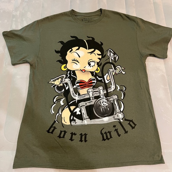 Betty Boop | Shirts | Betty Boop Born Wild Graphic Tshirt Green | Poshmark